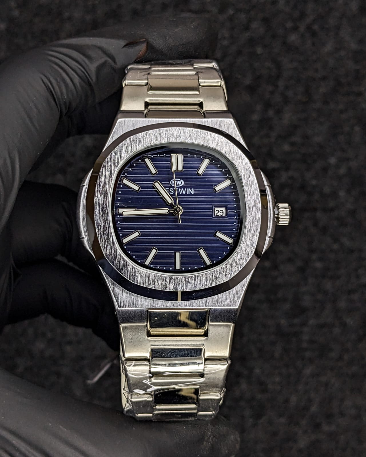 Bestwin Nautilus Date Adjust - Silver-Blue – JACK WATCHES